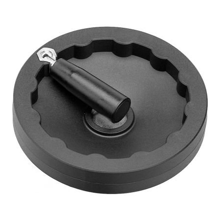 J.W. Winco JW Winco - - Plastic Solid Disk Handwheel w/ Retractable Handle - 7.87" D x .24 ...